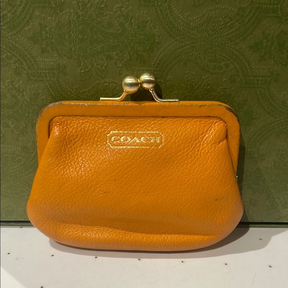 Coach | Bags | Coach Vintage Orange Leather Kisslock Coin Purse | Poshmark